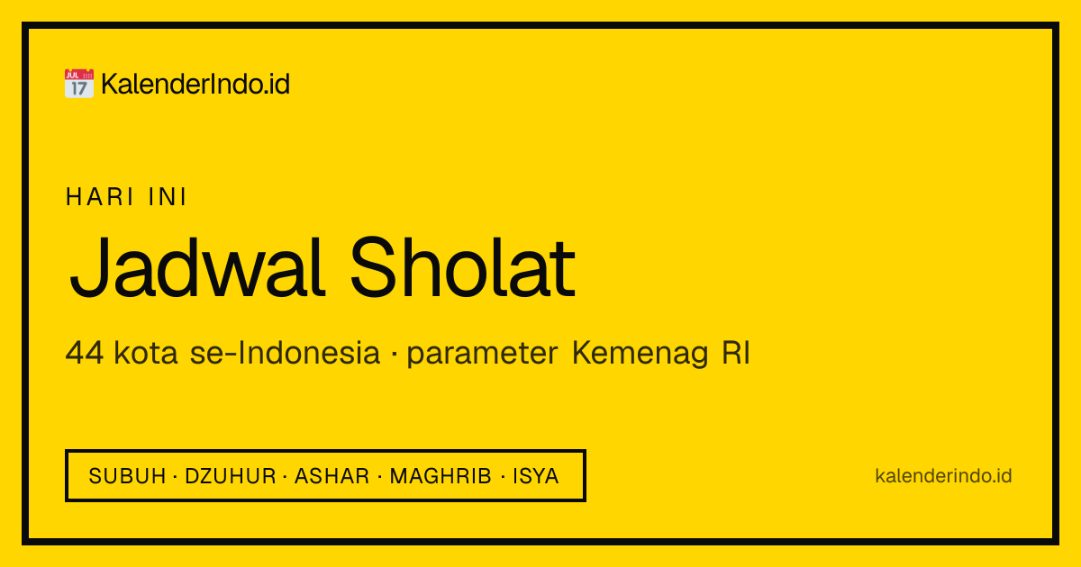 Jadwal Sholat Hari Ini - Waktu Sholat Kota Besar Indonesia ...